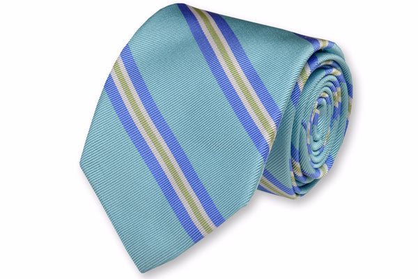 Harbor Stripe Necktie - Aqua - High Cotton